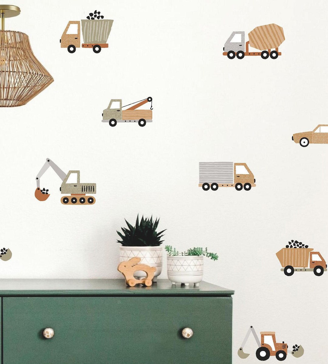 Boho Neutral Colored Vehicle Wall Decals, Construction Wall Decals, Car ...