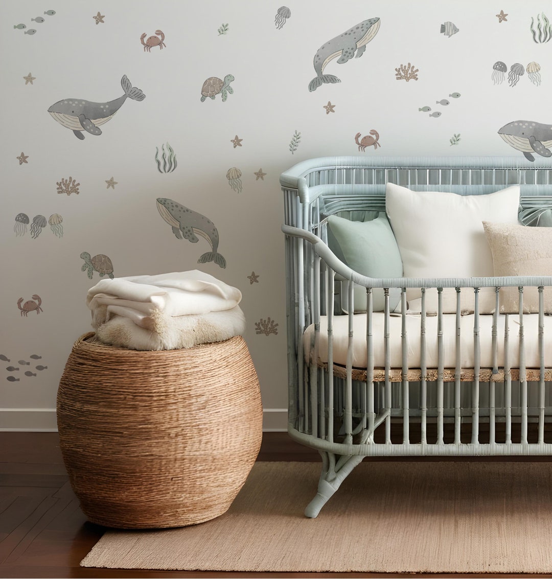 Sea Creature Wall Decals, Under Water Sticker, Whale,turtle Fish Decals ...