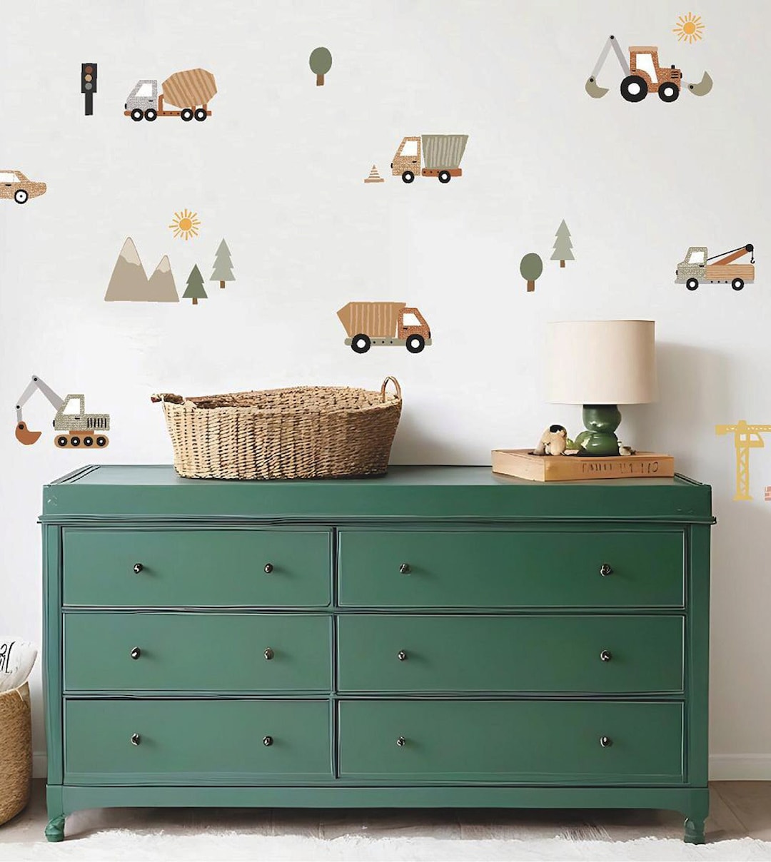 Boho Neutral Colored Vehicle Wall Decals, Construction Wall Decals, Car ...