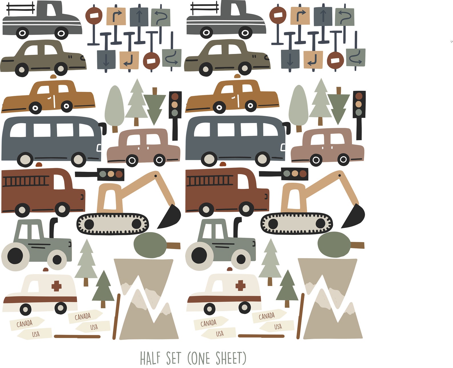 Modern Vehicle Wall Decals Construction Wall Decals Traffic - Etsy