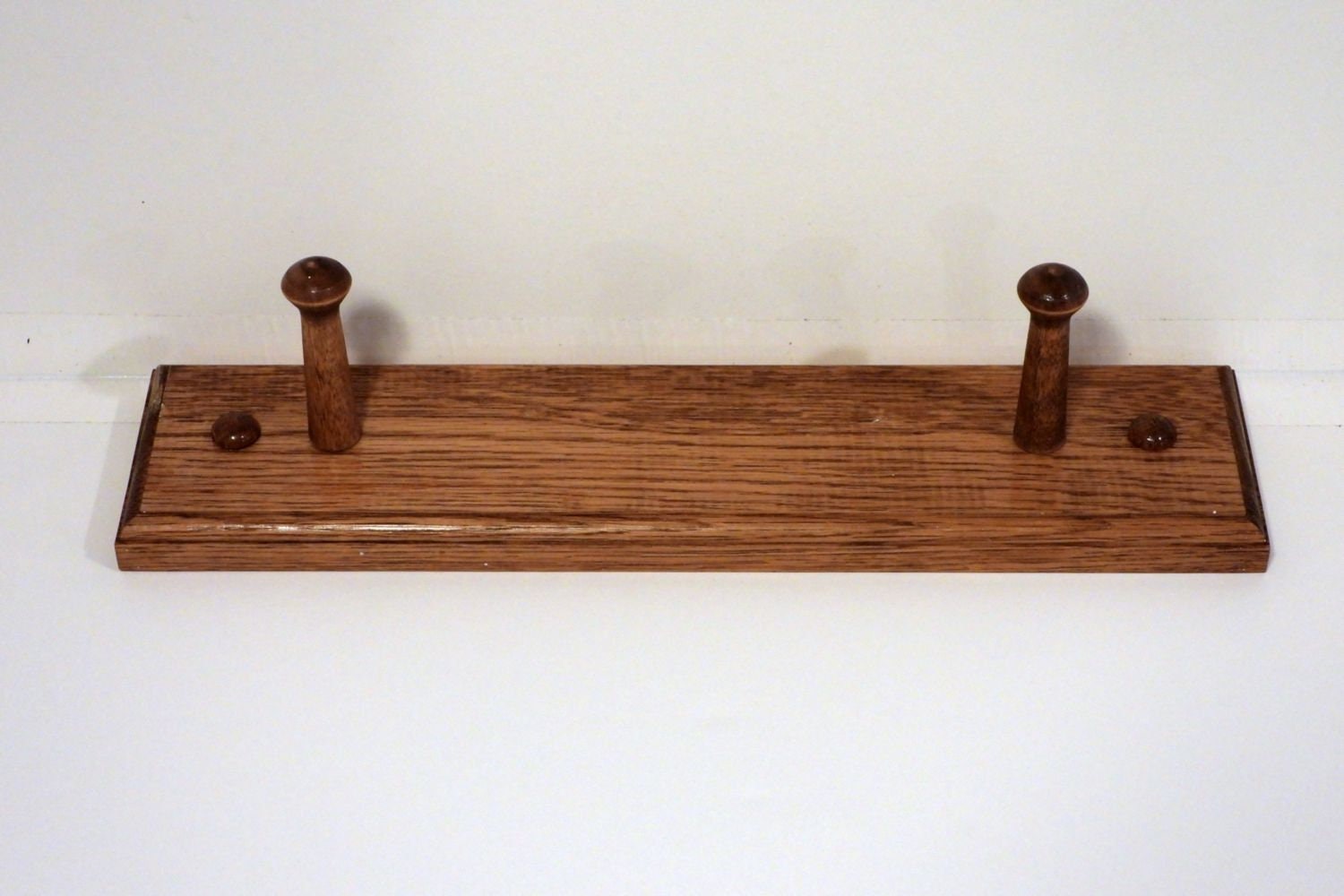 Oak Wooden Peg Rack 14 1/2 Inch Wide Handmade Wood 2 Peg - Etsy UK