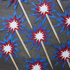 Firework Cupcake Toppers July 4th Cupcake Toppers Memorial - Etsy