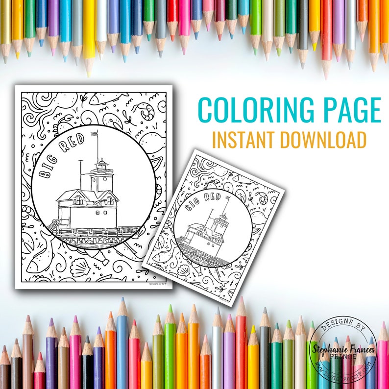 Big Red Coloring Page Lighthouse Coloring Page Holland - Etsy
