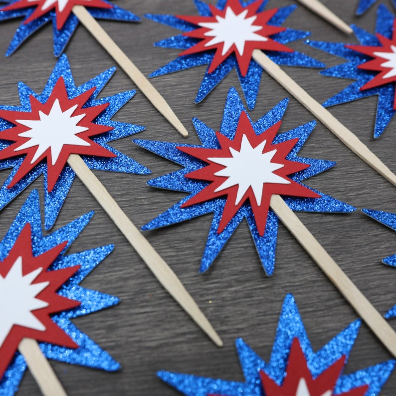Firework Cupcake Toppers July 4th Cupcake Toppers Memorial - Etsy