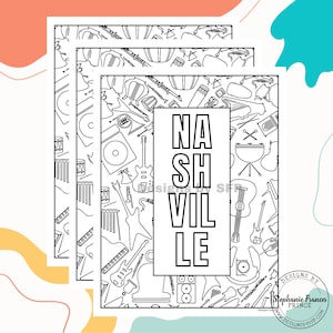 Nashville Coloring Page, Music City Coloring Sheet, Nashville Music ...