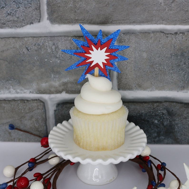 Firework Cupcake Toppers July 4th Cupcake Toppers Memorial - Etsy