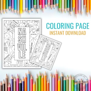 Nashville Coloring Page, Music City Coloring Sheet, Nashville Music ...
