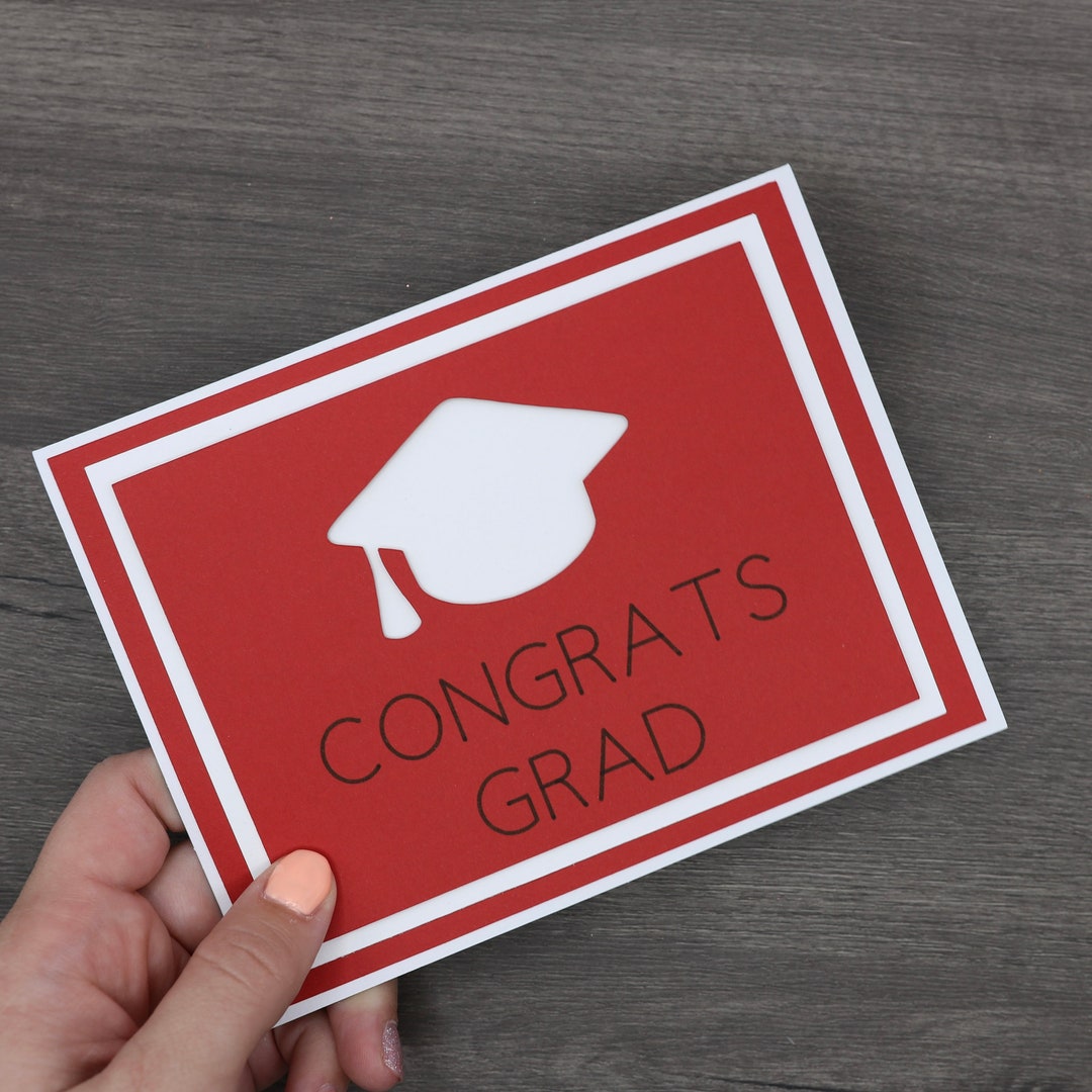 Crimson Red and White Graduation Card - Etsy