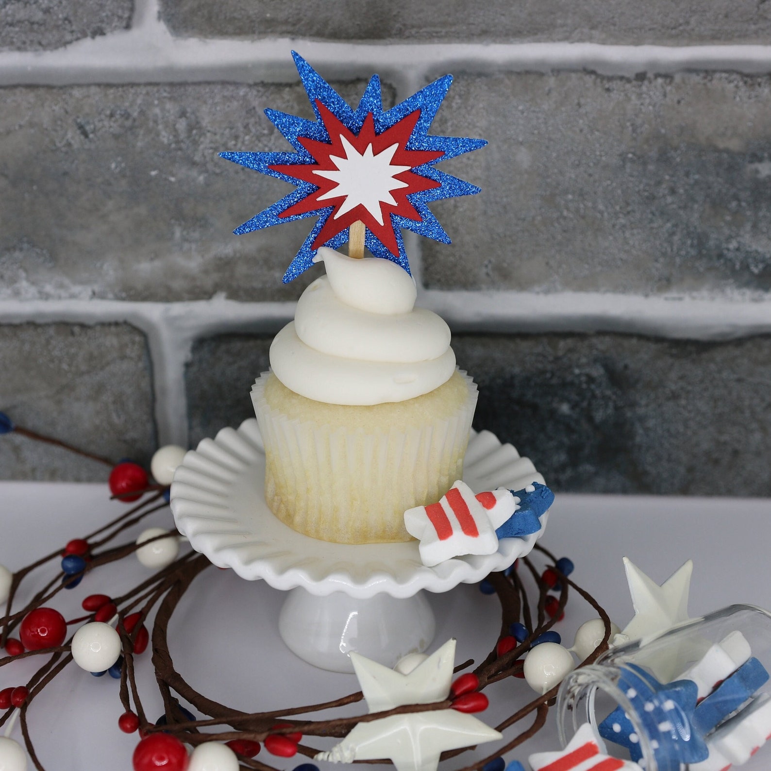 Firework Cupcake Toppers July 4th Cupcake Toppers Memorial - Etsy