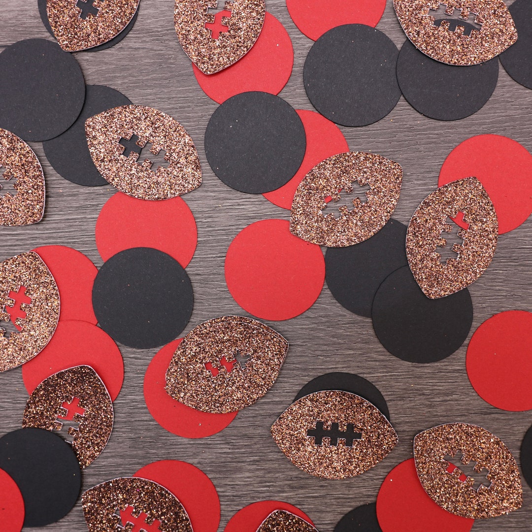 1" Red and Black Football Confetti, Qty 50 - Etsy