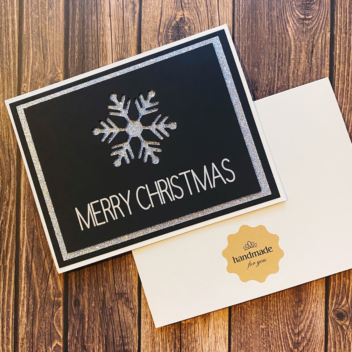 Snowflake Christmas Card / Merry Christmas Card / Handmade | Etsy
