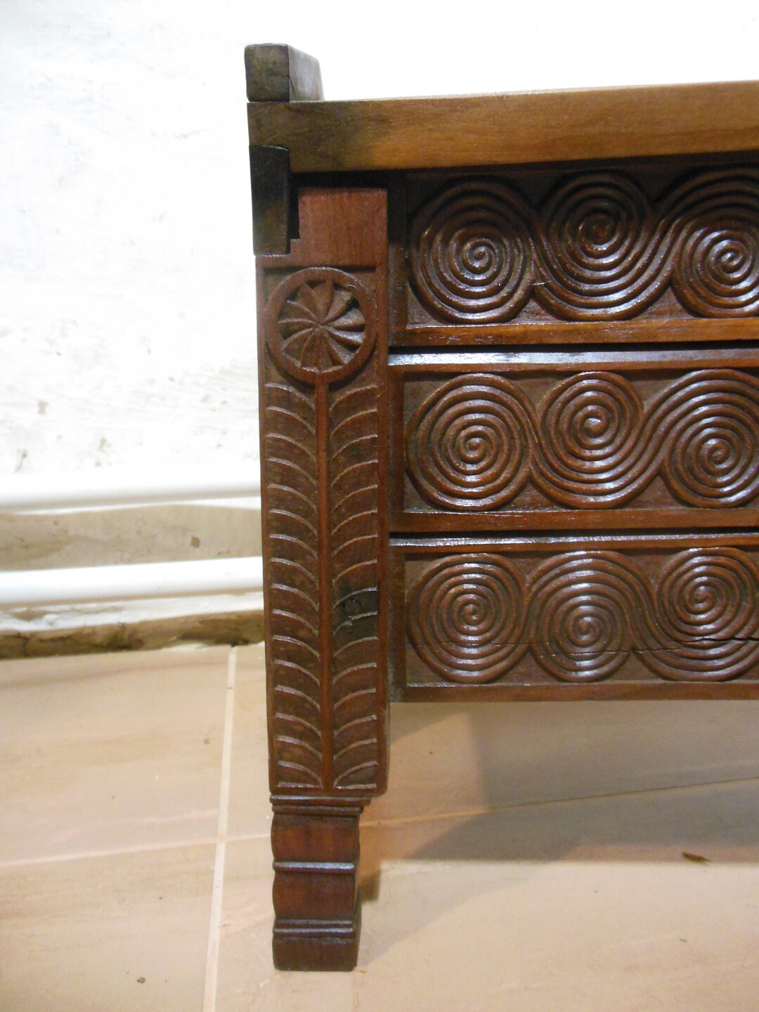 Antique Chip Carved Wood Chest - Etsy