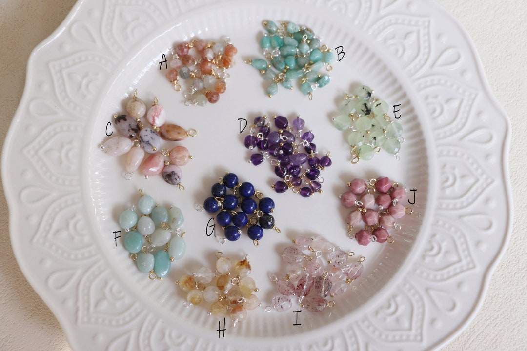 10pcs Small Natural Nugget Crystal Gemstone Wire Wrapped Pendant Silver ...