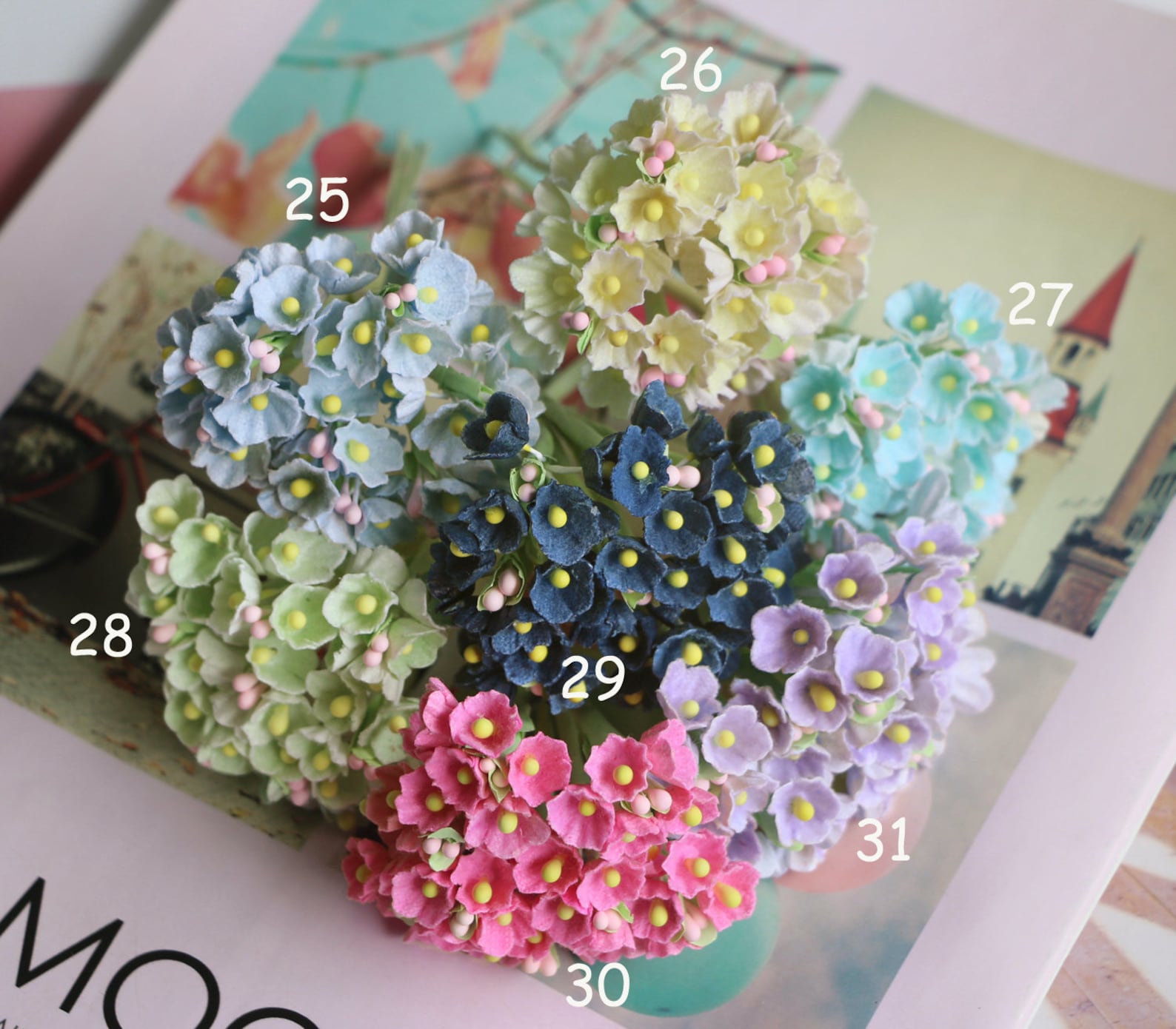 Bunch of 8 Stems-forget Me Nots Mini Millinery Scrapbooking - Etsy