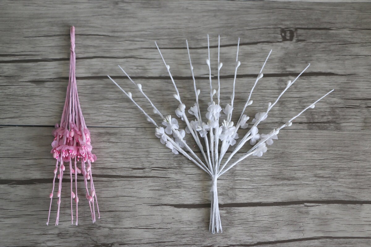 Bunch of 10-flowers With Wire Stemsminiature for Wedding - Etsy