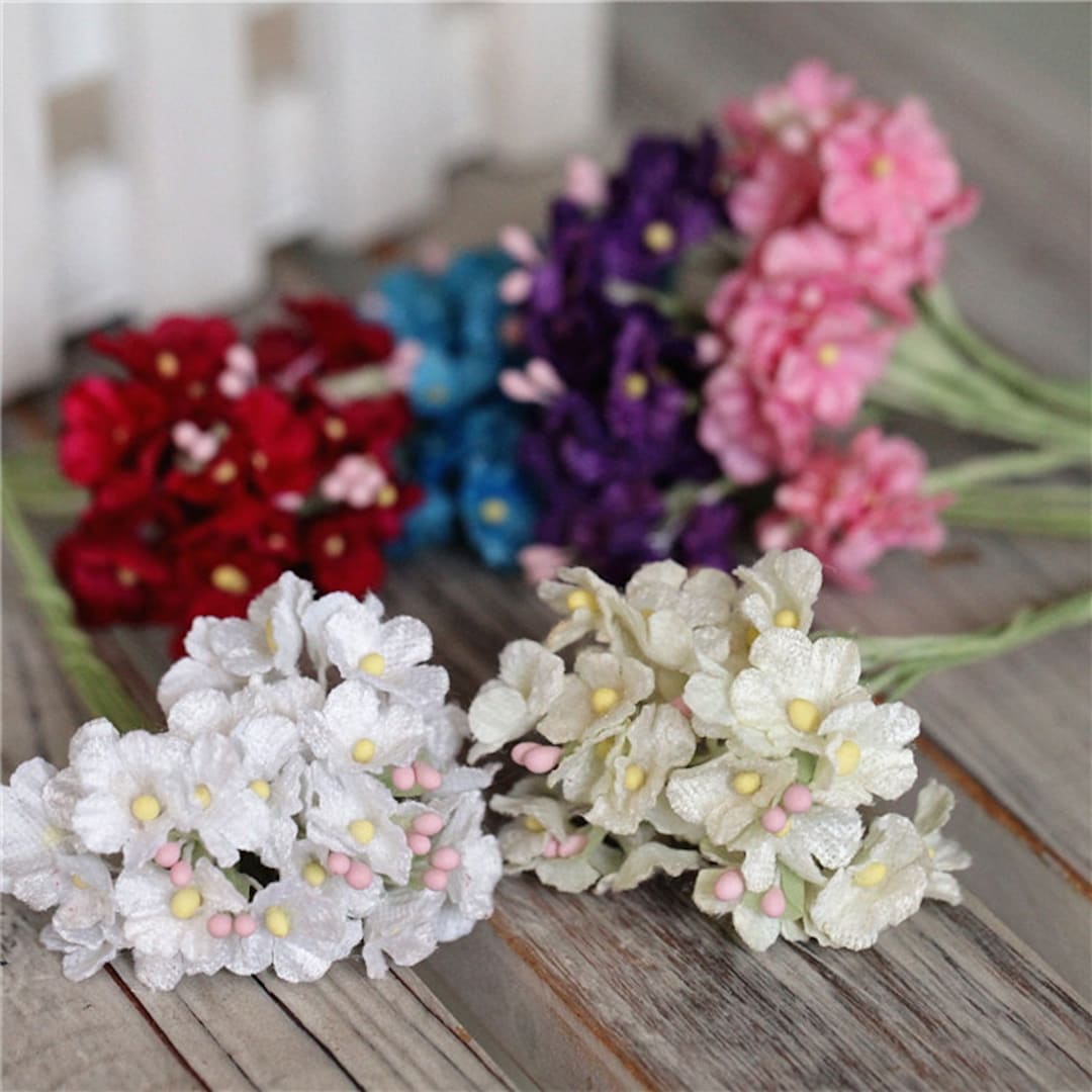 Bunch of 6 Stems(30 Flowers)-miniature Millinery Forget Me Not Flower ...