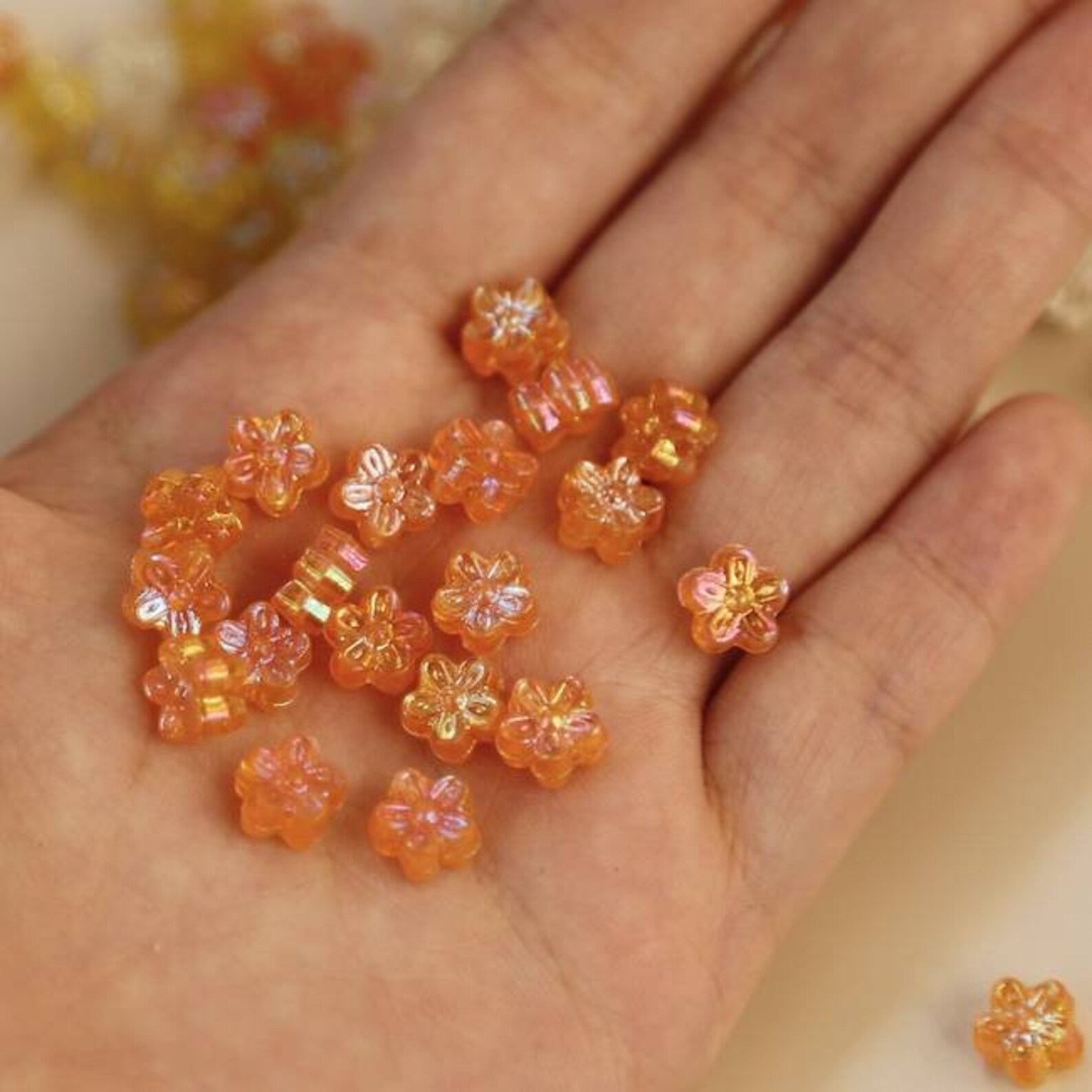 20pcs Mini Beads Flower Beads Acrylic Flower Beads With AB - Etsy
