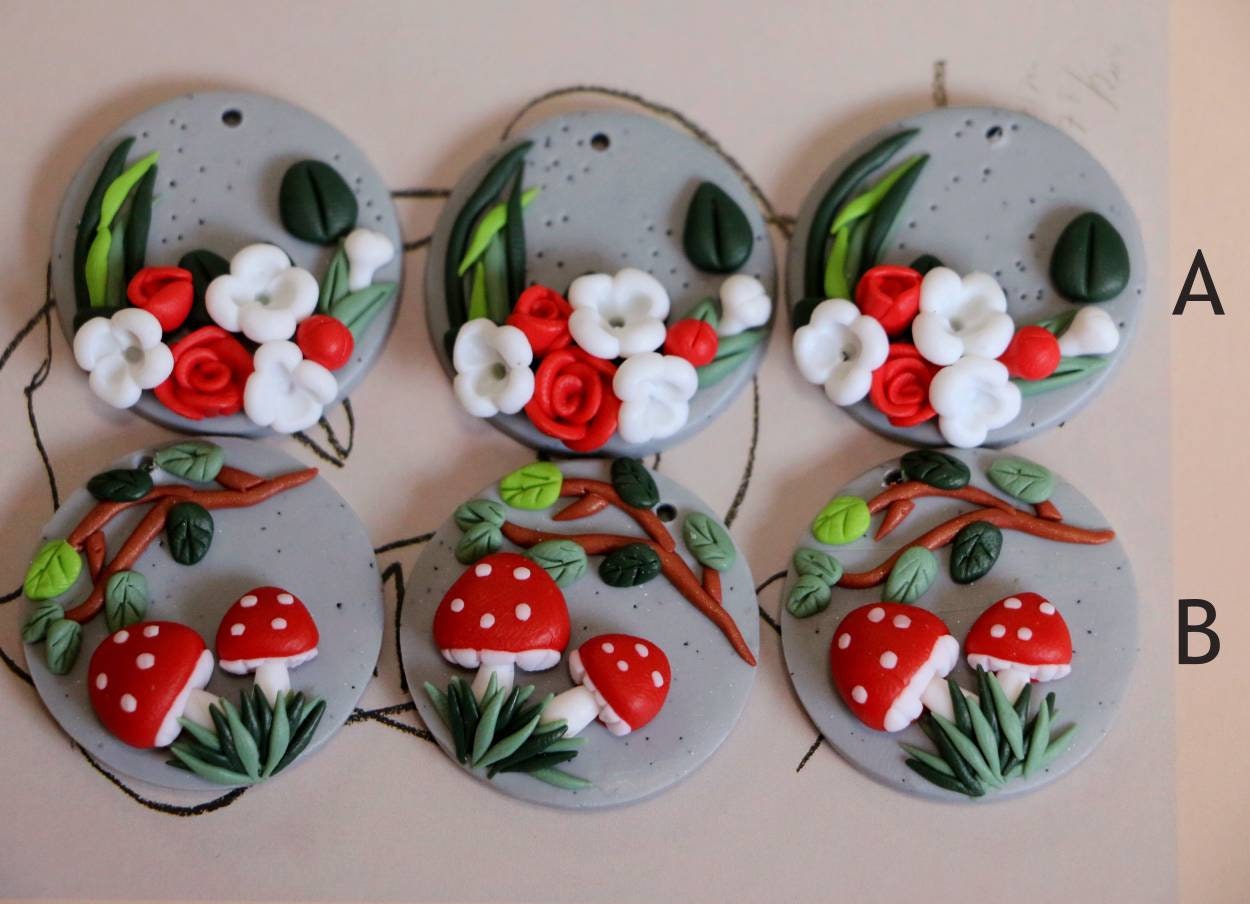 6pcs Red Mushroom Rose Polyer Clay Fimo Clay for Earrings - Etsy