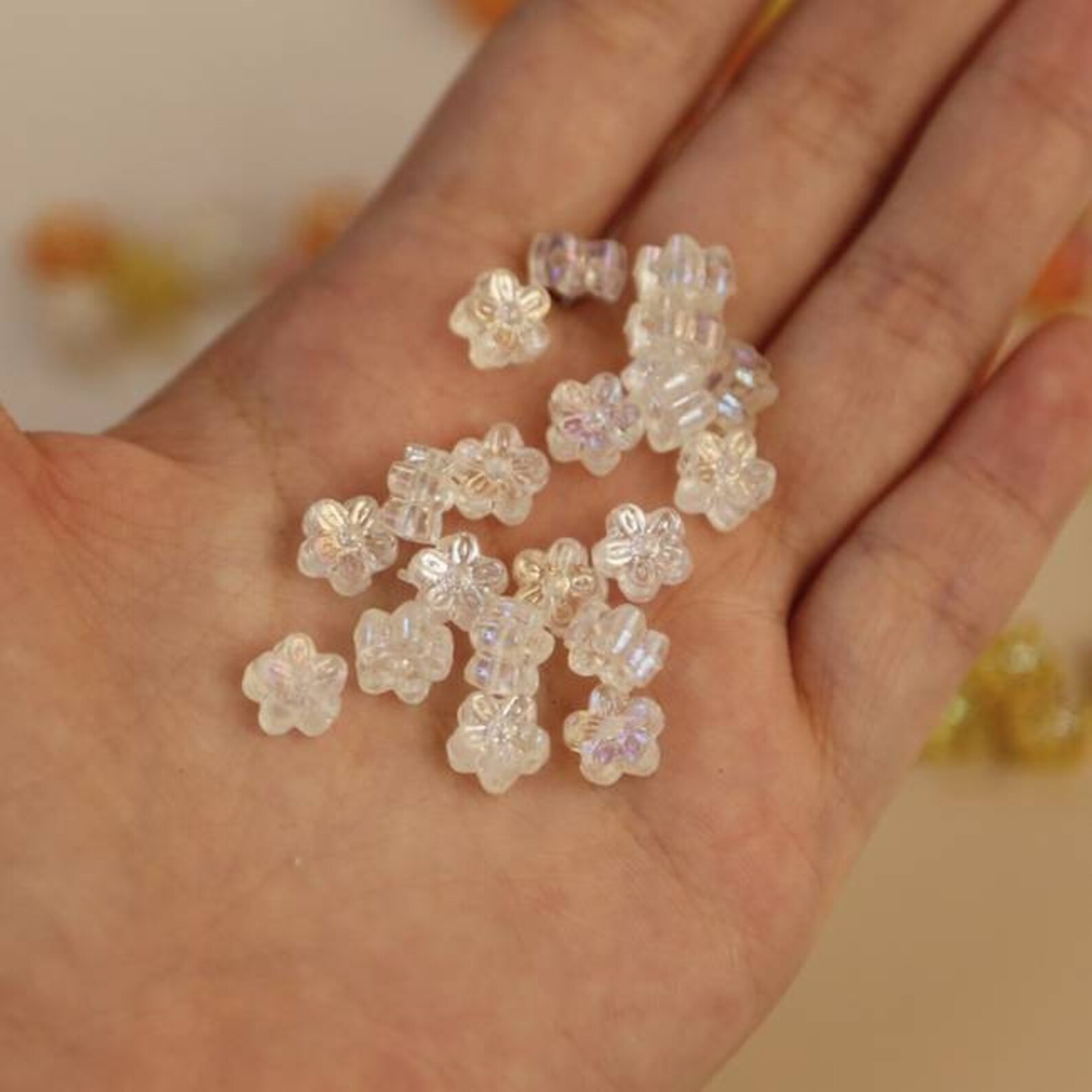 20pcs Mini Beads Flower Beads Acrylic Flower Beads With AB - Etsy