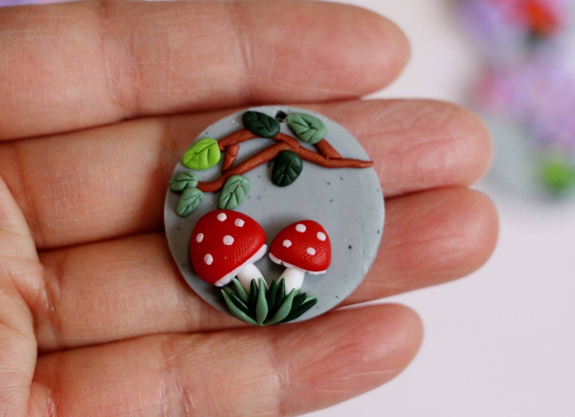 6pcs Red Mushroom Rose Polyer Clay Fimo Clay for Earrings | Etsy