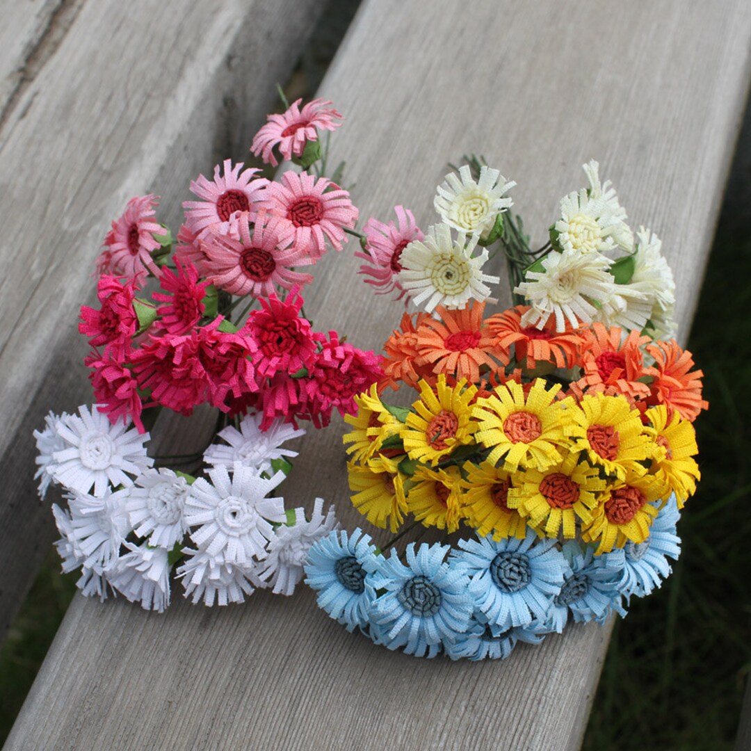 Bunch of 10-miniature Millinery Flower Bunch Wired Daisy Flower Bridal ...