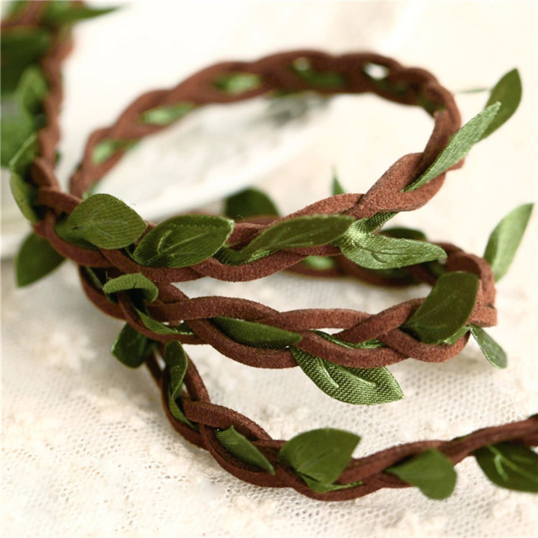 5 Yards-braided Faux Suede Leather With Leaves,braided Twine,twisted ...