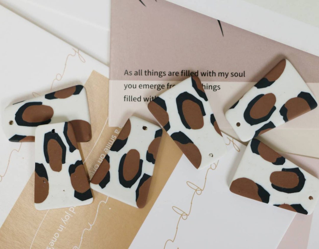 6pcs Trapezoid Animal Leopard Polyer Clay Fimo Clay Earrings Cabs, Fimo ...