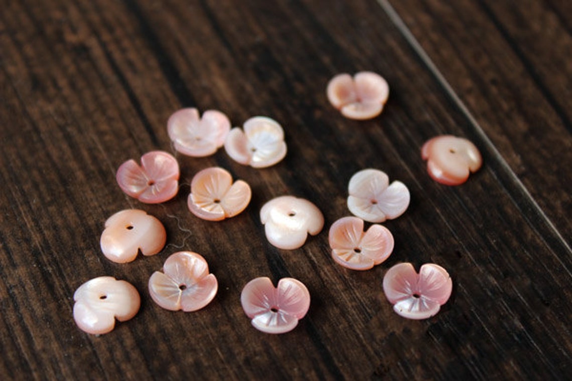 10PCS-10mm Pink MOP Carve Mother of Pearl Shell 3 Petals Bowl | Etsy