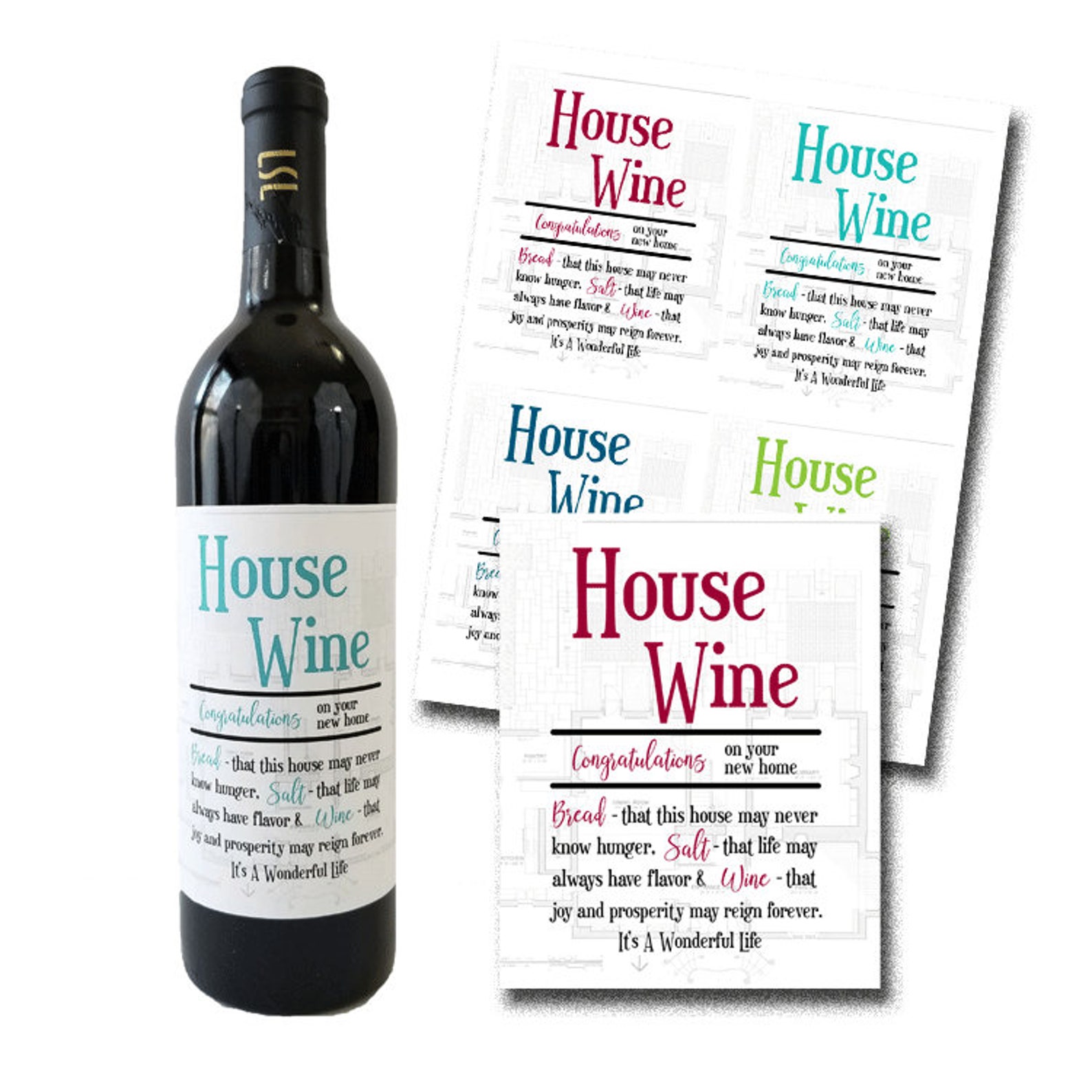 Housewarming Gift Wine Label, Printable Housewarming Wine Label ...