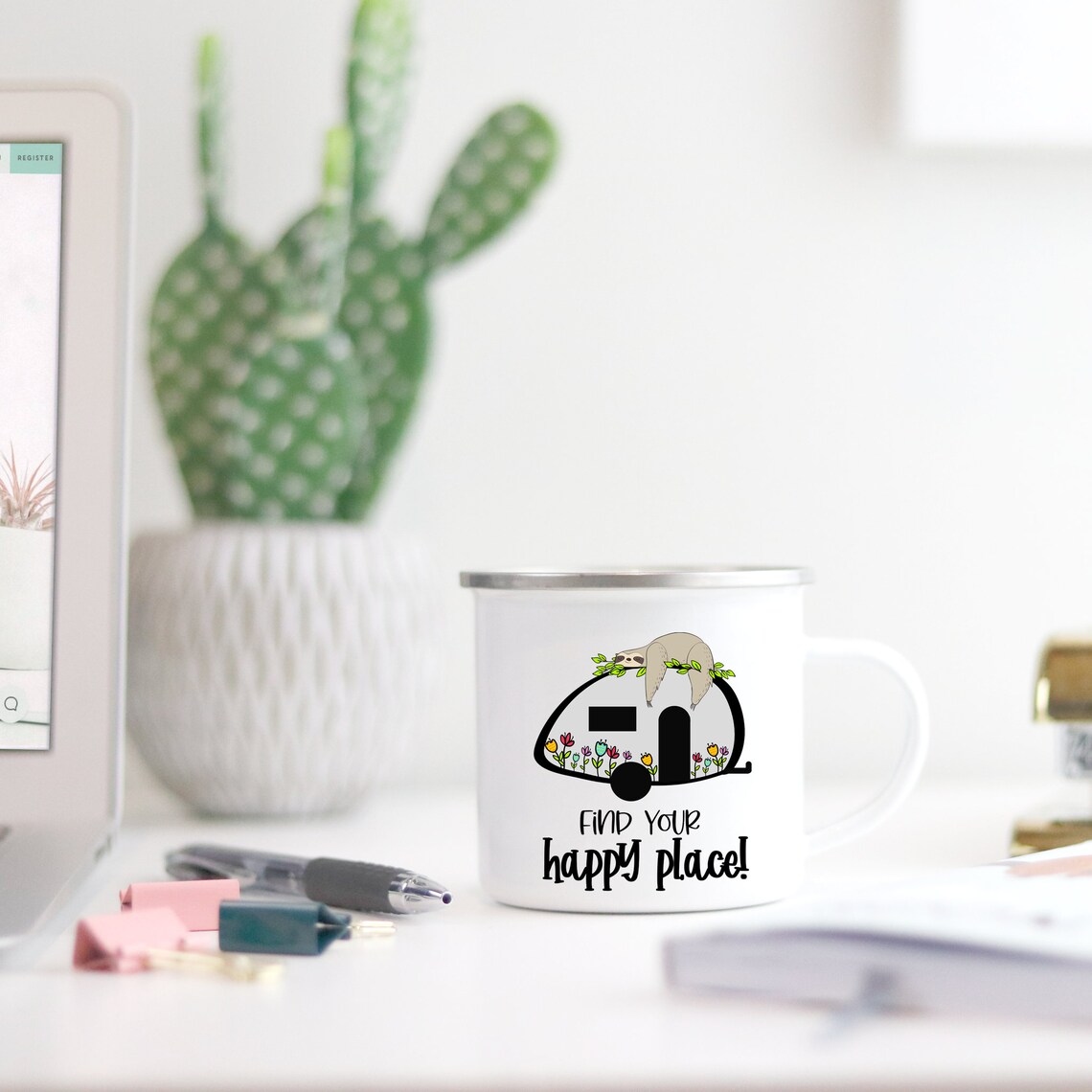 Find Your Happy Place Sloth Camping Mug for the Lazy Camping Mornings ...