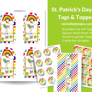 St. Patrick's Day Gift Tags, Cupcake Topper and Candy Bar Wrap ...