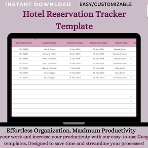 Hotel Reservation Tracker Template: Google Sheets Booking Calendar ...