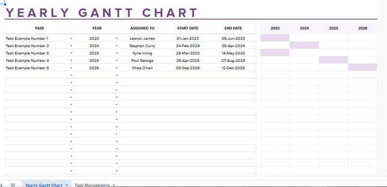 Yearly Gantt Chart Template – Digital Download, Editable Google Sheets ...