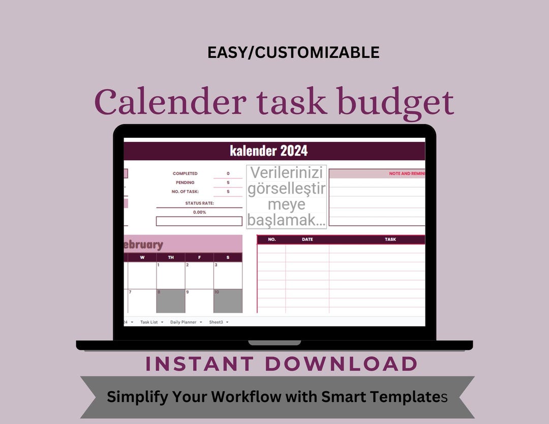 Google Sheets Calendar Budget Template: Project Tracker (digital ...