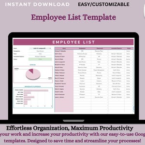 Employee List Template – Digital Download, Editable Google Sheets for ...