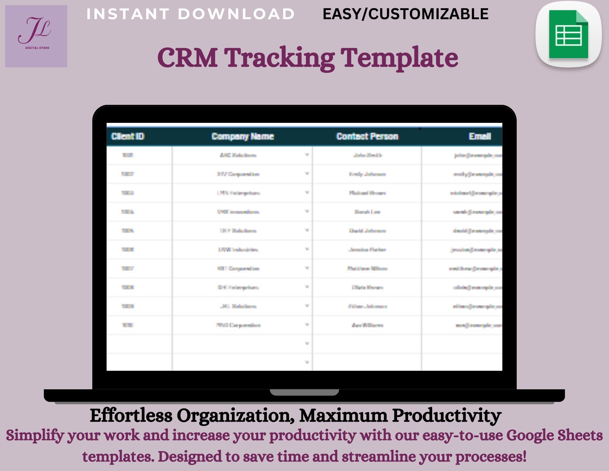CRM Tracking Template, Customer Management Log, CRM Tracking Log ...