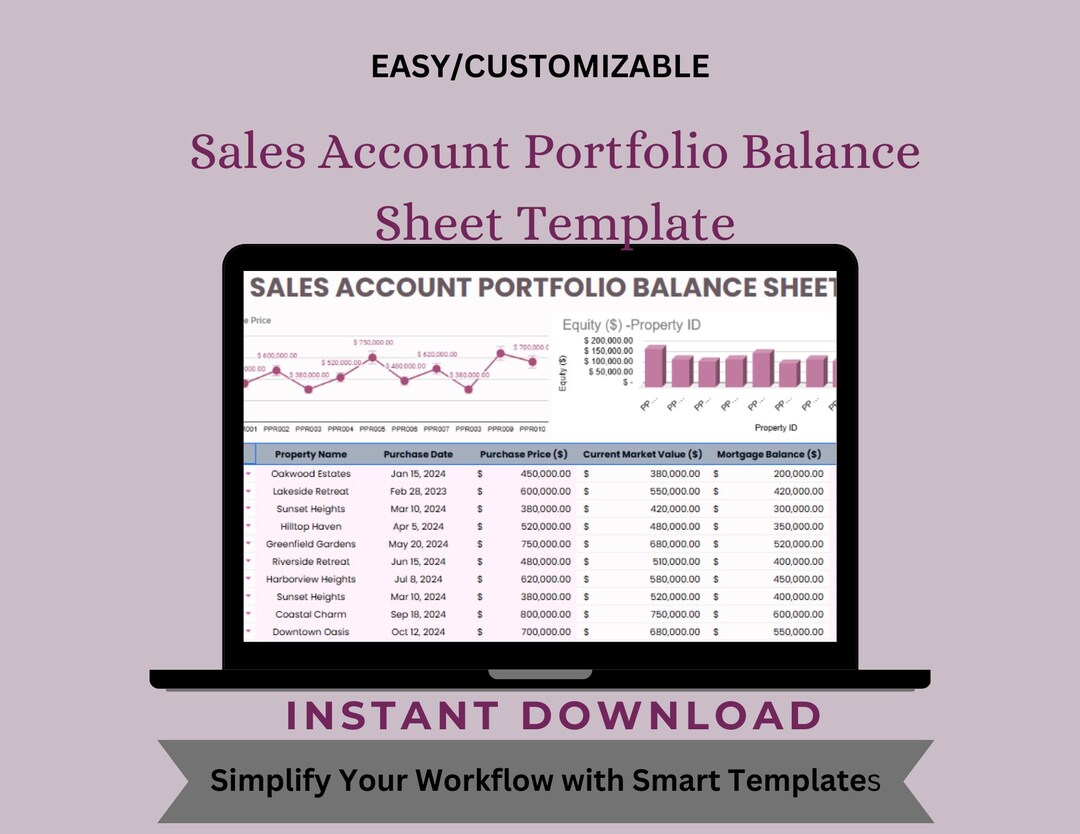 Sales Account Portfolio Balance Sheet Template for Google Sheets, Small ...
