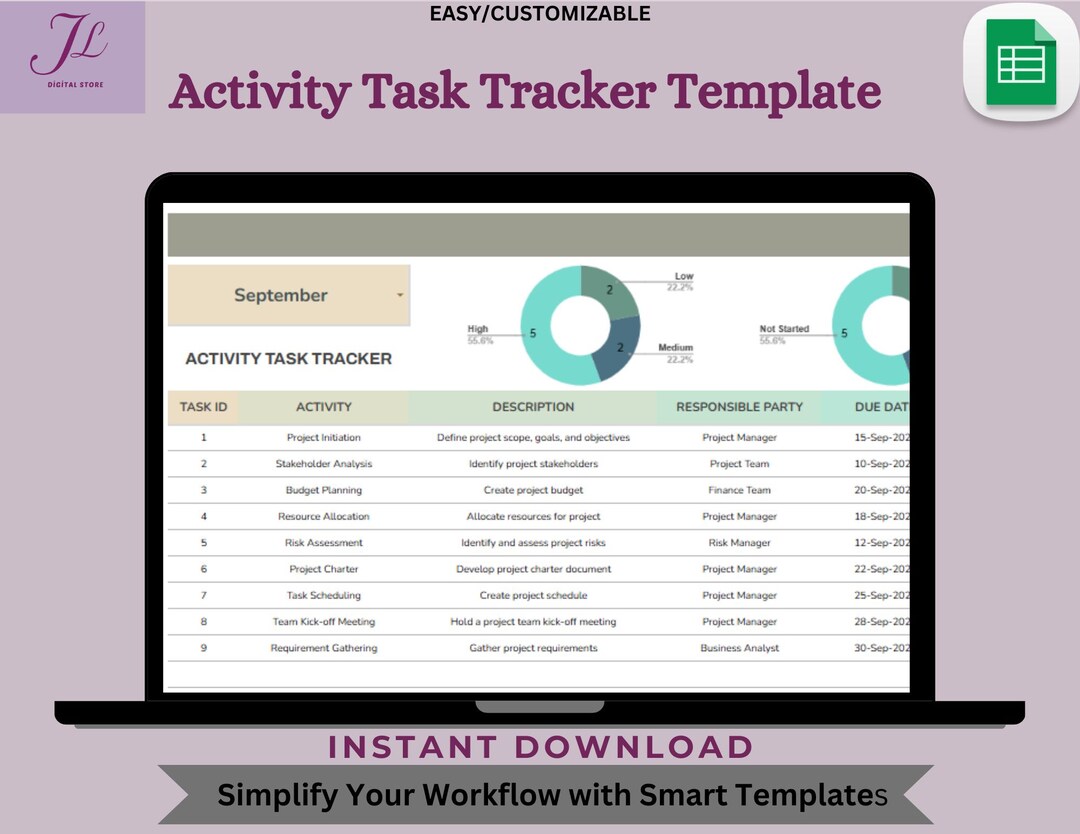 Activity Task Tracker Template Activity Task Log, Task Planner Log ...