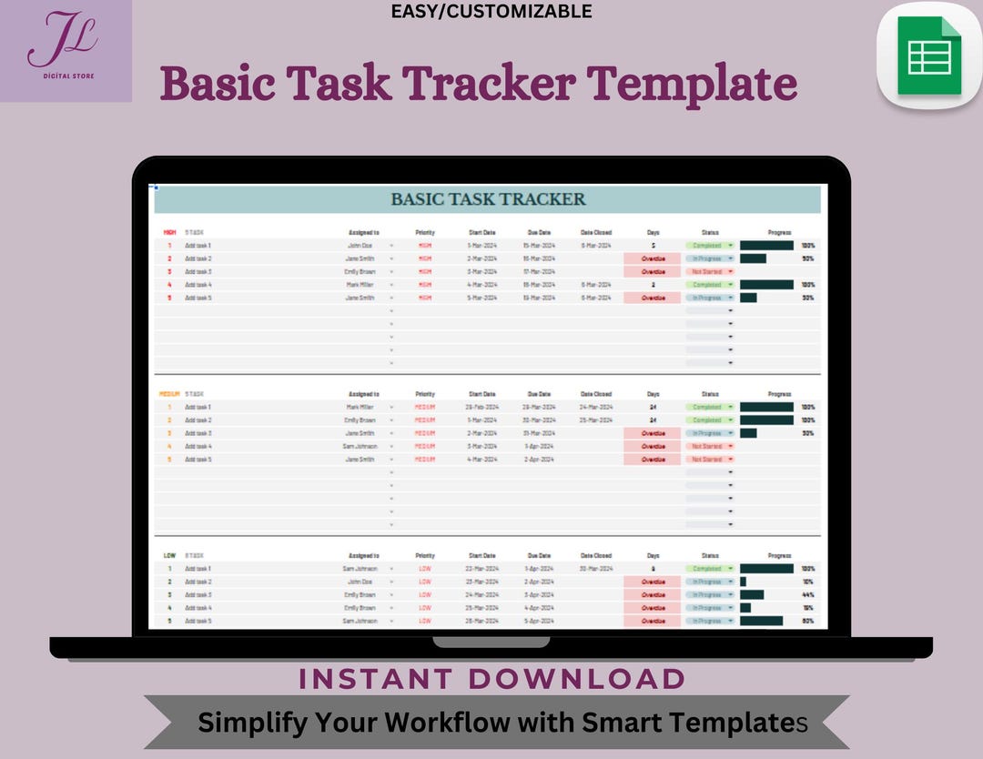 Basic Task Tracker Template, Task Tracker Template, Basic Task Log ...