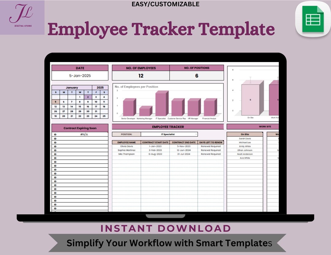 Employee Tracker Template: Editable Google Sheets (digital Download) - Etsy
