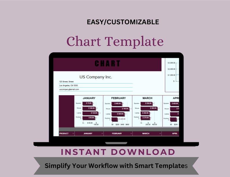 Editable Chart Template for Google Sheets, Easy to Use Digital Download ...
