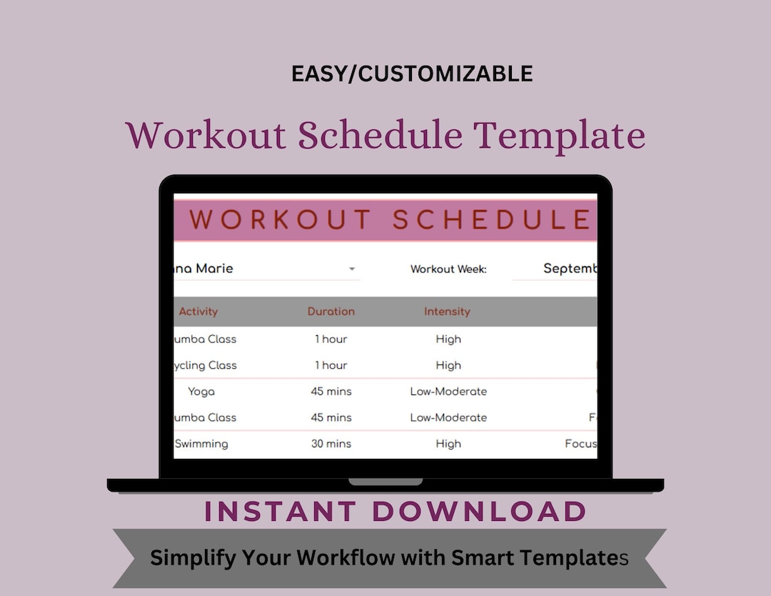 Workout Schedule Template for Google Sheets, Workout Template, Workout ...