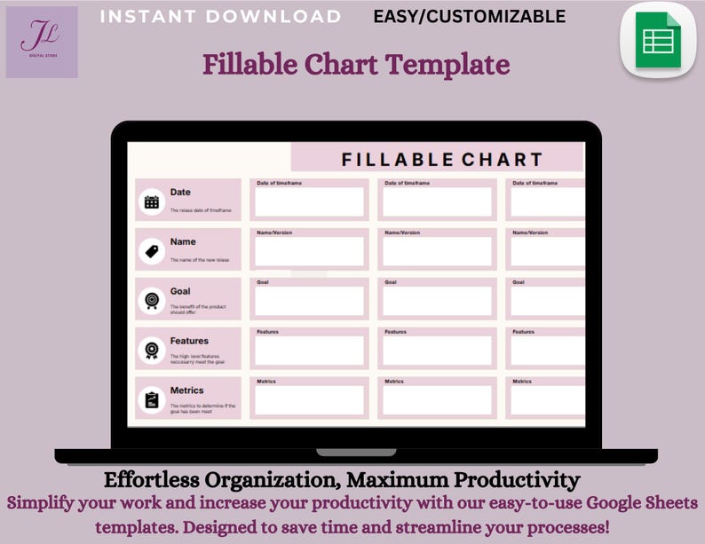 Editable Chart Template: Google Sheets, Custom Data Tracking (digital ...