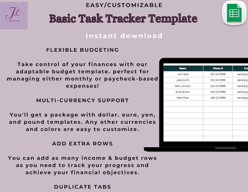Basic Task Tracker Template, Task Tracker Template, Basic Task Log, Google Sheets Tracker ...