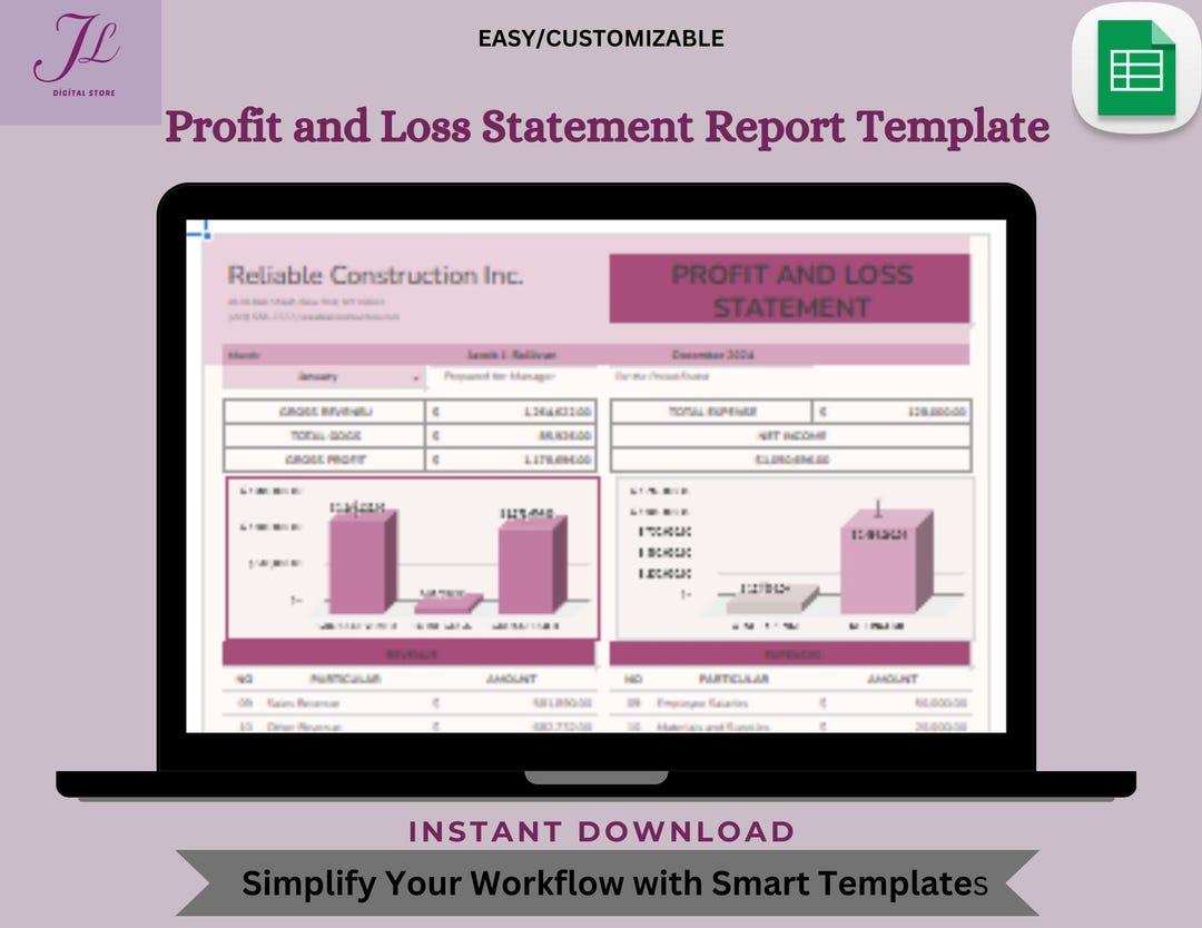 Profit and Loss Statement Report Template – Editable Google Sheets ...