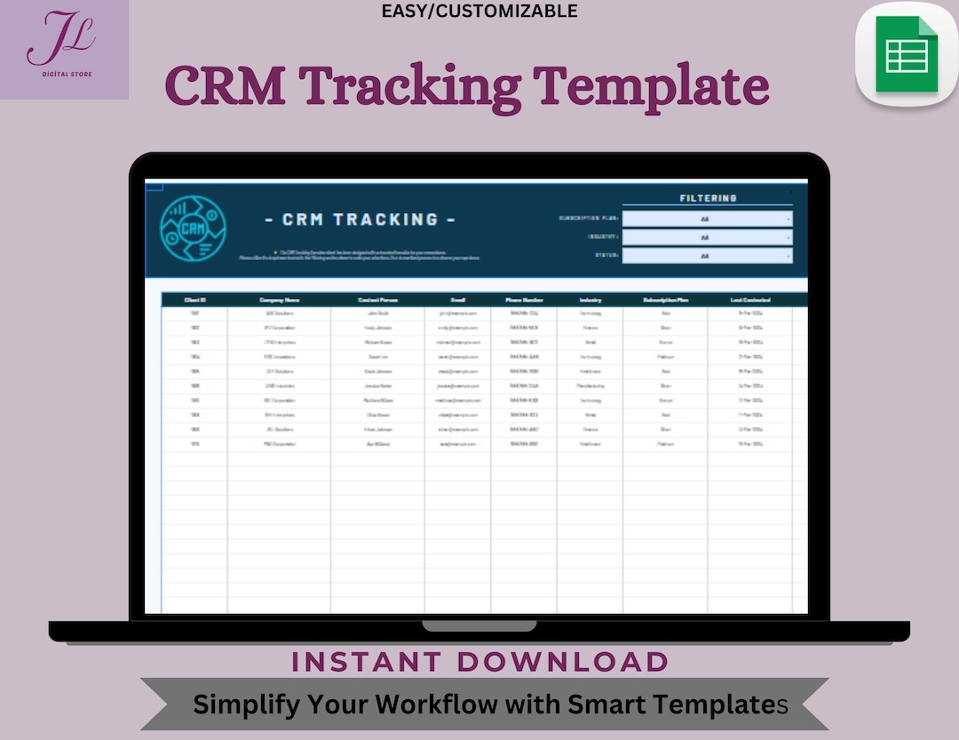 CRM Tracking Template, Customer Management Log, CRM Tracking Log ...