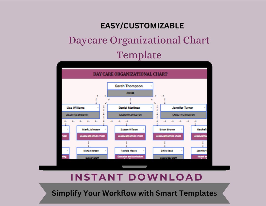 Daycare Organizational Chart Template, Editable Google Sheets, Digital ...