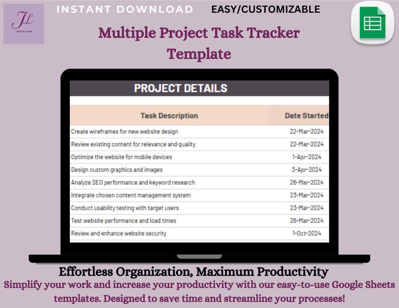 Multiple Project Task Tracker Template, Project Task Tracker, Multiple ...