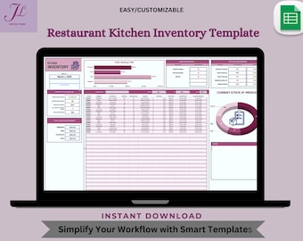 Restaurant Kitchen Inventory Template, Digital Download, Editable ...