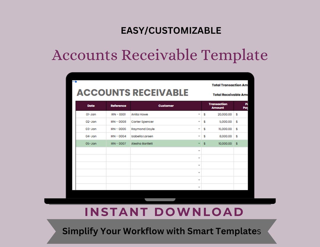 Accounts Receivable Template for Google Sheets, Revenue Tracker ...